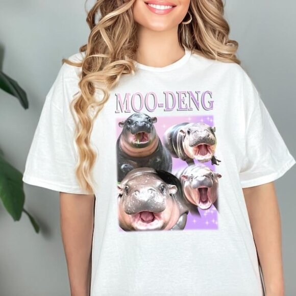 Gildan | Shirts | Moo Deng Shirt Moo Deng Merch Funny Baby Hippo Tee ...